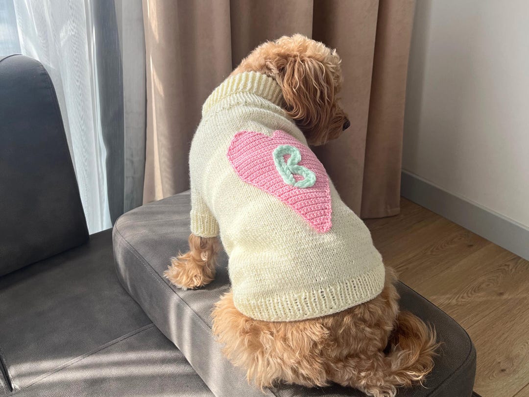 Custom Dog Sweater White Glitter With Heart, Personalized Dog Jumper ...