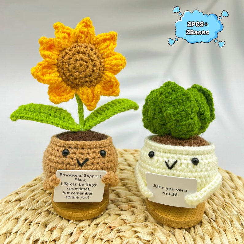 Crochet Emotional Support Plant,crochet Aloe/sunflower, Mental Health ...
