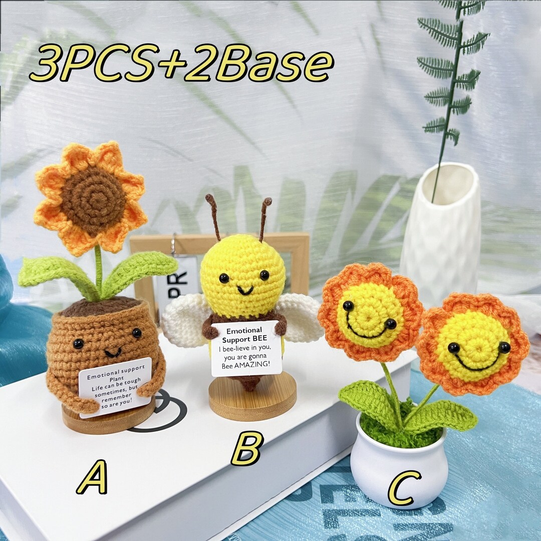Bee/double Headed Sunflower Potted Plants,positive Little Bees ...