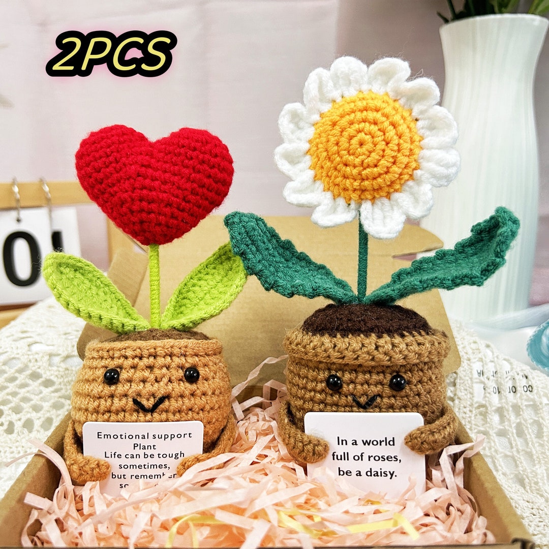Crochet Daisy/heart Potted,graduation Gift,father's Day Gift,emotional ...