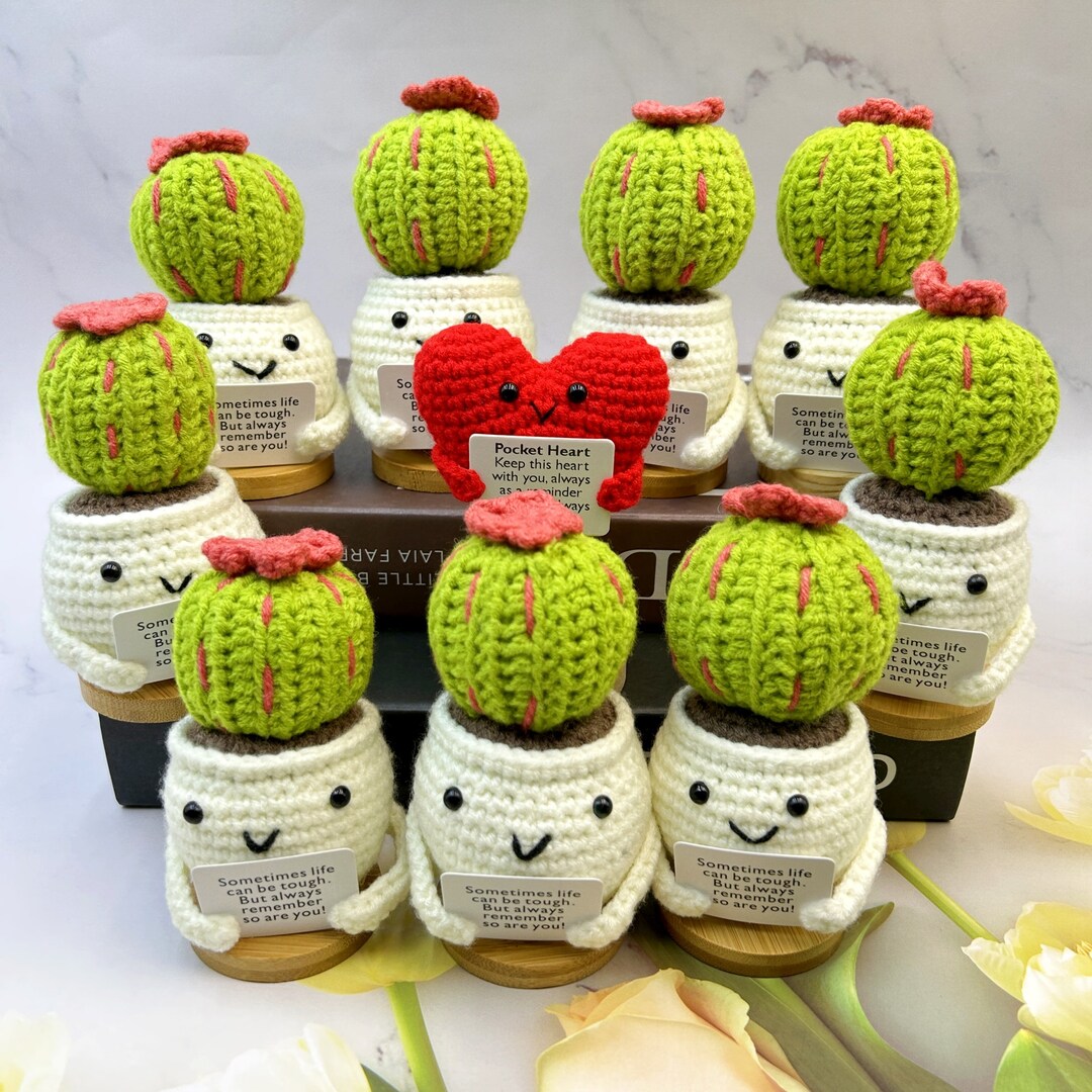 Cactus Crochet Potted Plant. Handmade Crocodile Cactus Flower Pot ...