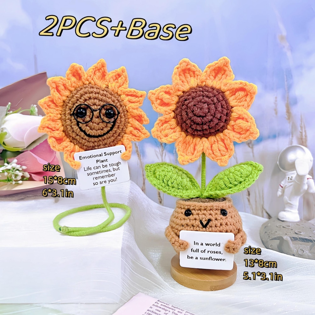 Hand Crocheted Sunflower Plants/sunflowers With Glasses, in a World ...