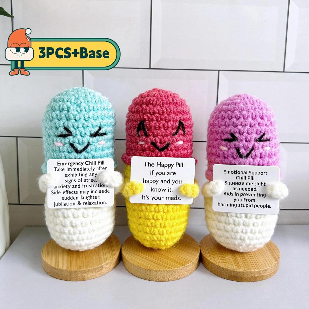 Cute Crochet Pills,emotional Support Chill Pill,emergency Chill Pill ...