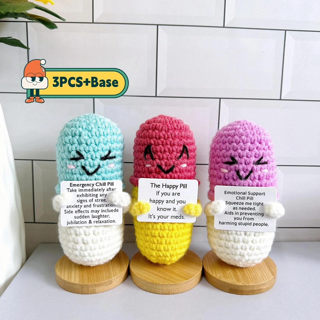 Crochet Emotional Support Chill Pil,caring Gift,funny Crochet Chill ...