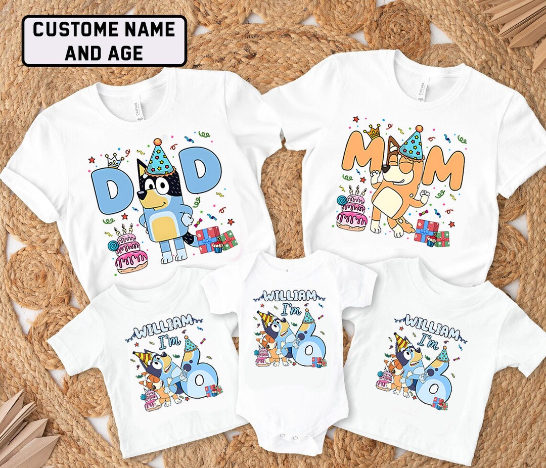 Personalized Bluey Family Shirt, Bluey Birthday Shirt, Custom Bluey ...