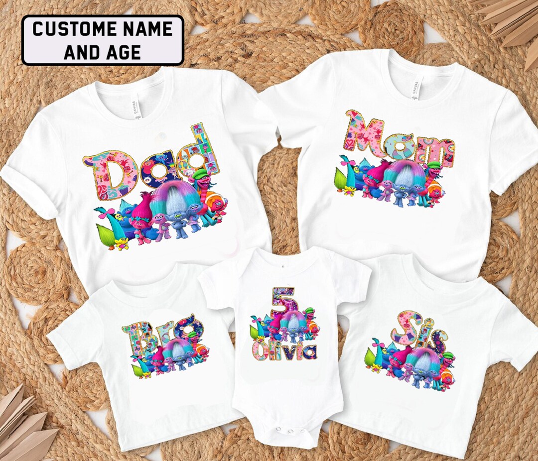 Trolls Birthday Shirt Personalized Trolls Birthday Theme Shirts, Trolls ...