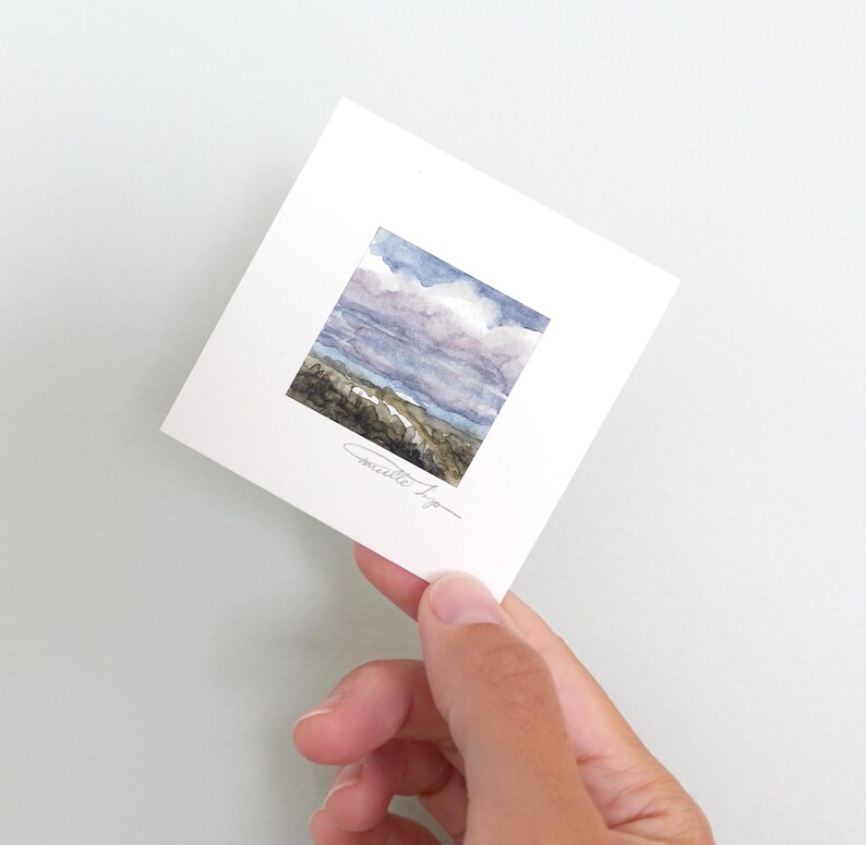 Everjoy Tiny Original Watercolor 3 X 3 Watercolor Landscape Painting ...