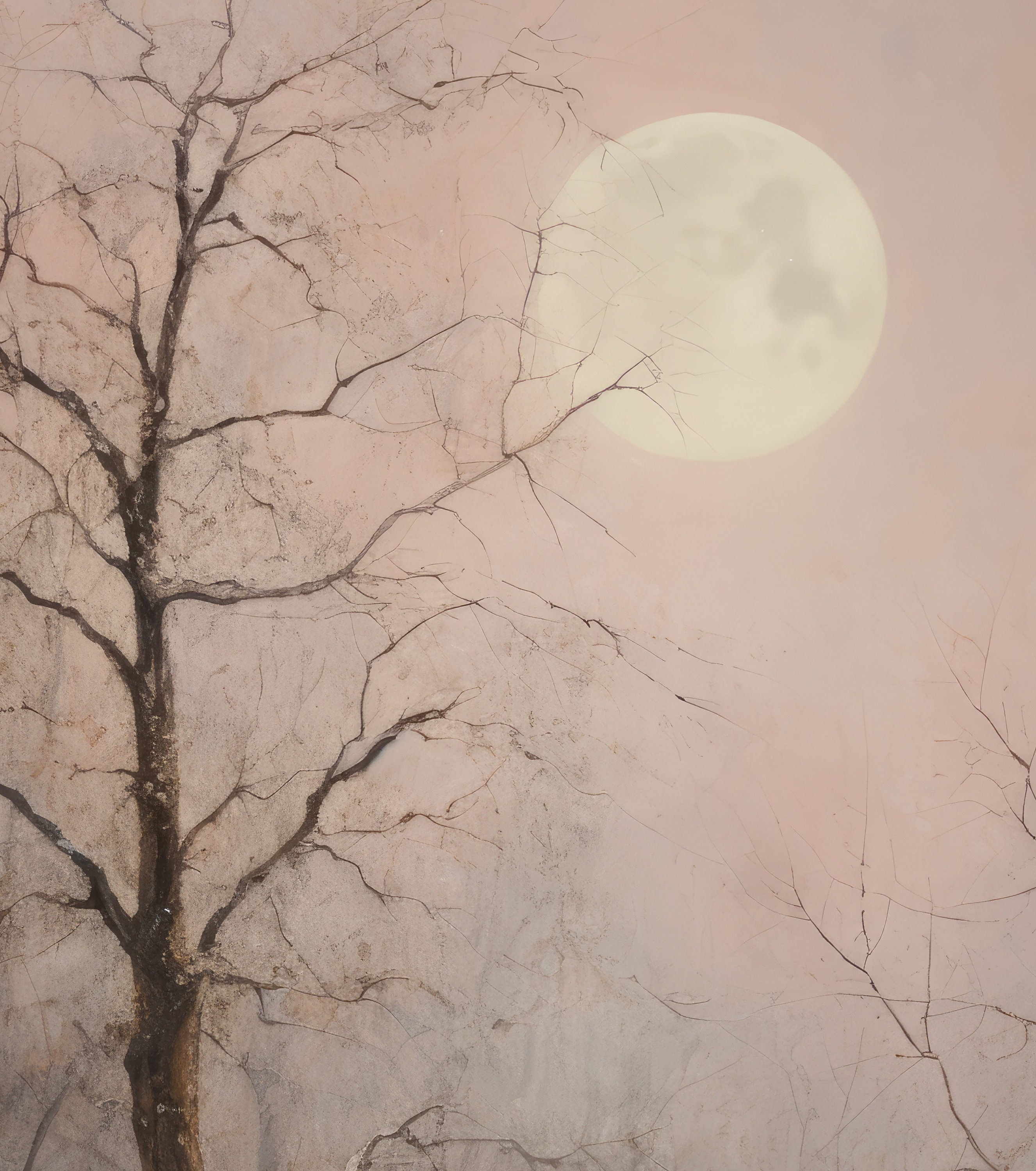 Moon Wall Art Print Neutral Earthy Art Japandi Decor Minimalist Art ...