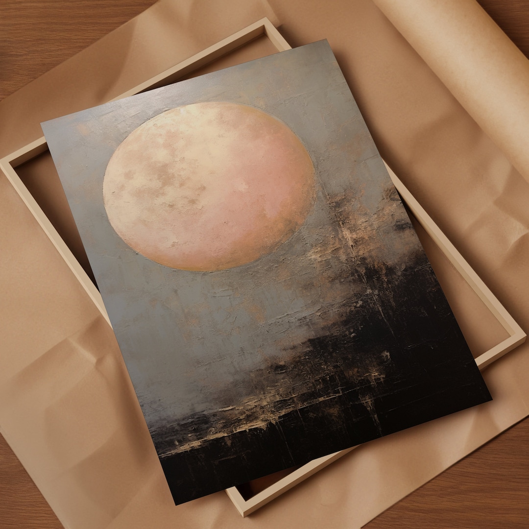 Moon Wall Art Print Neutral Earthy Art Japandi Decor - Etsy