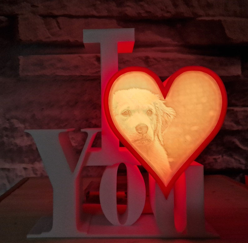LED Heart i Love You Lithophane With Personalized Picture of Your Loved ...