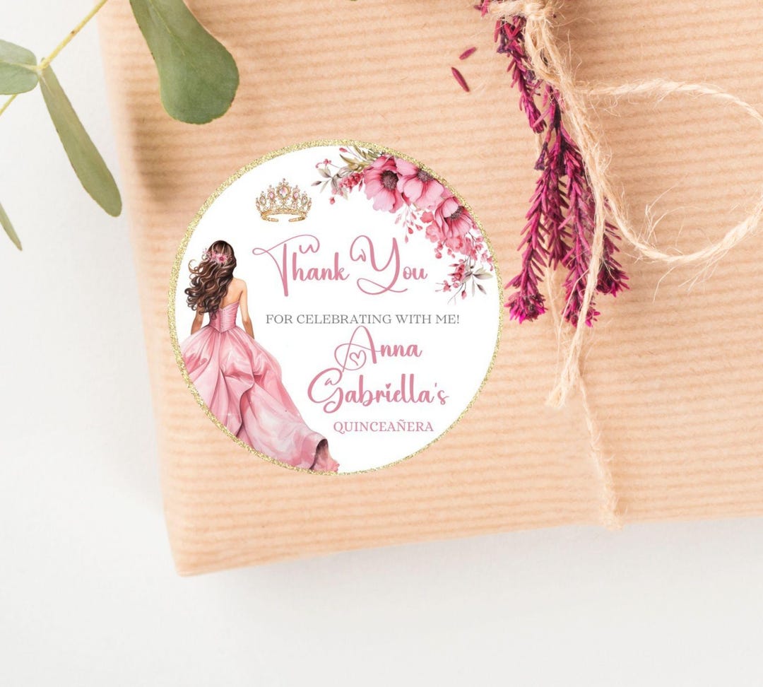 Editable Quinceañera Party Favor Label Blush Pink and Gold, Mis Quince ...