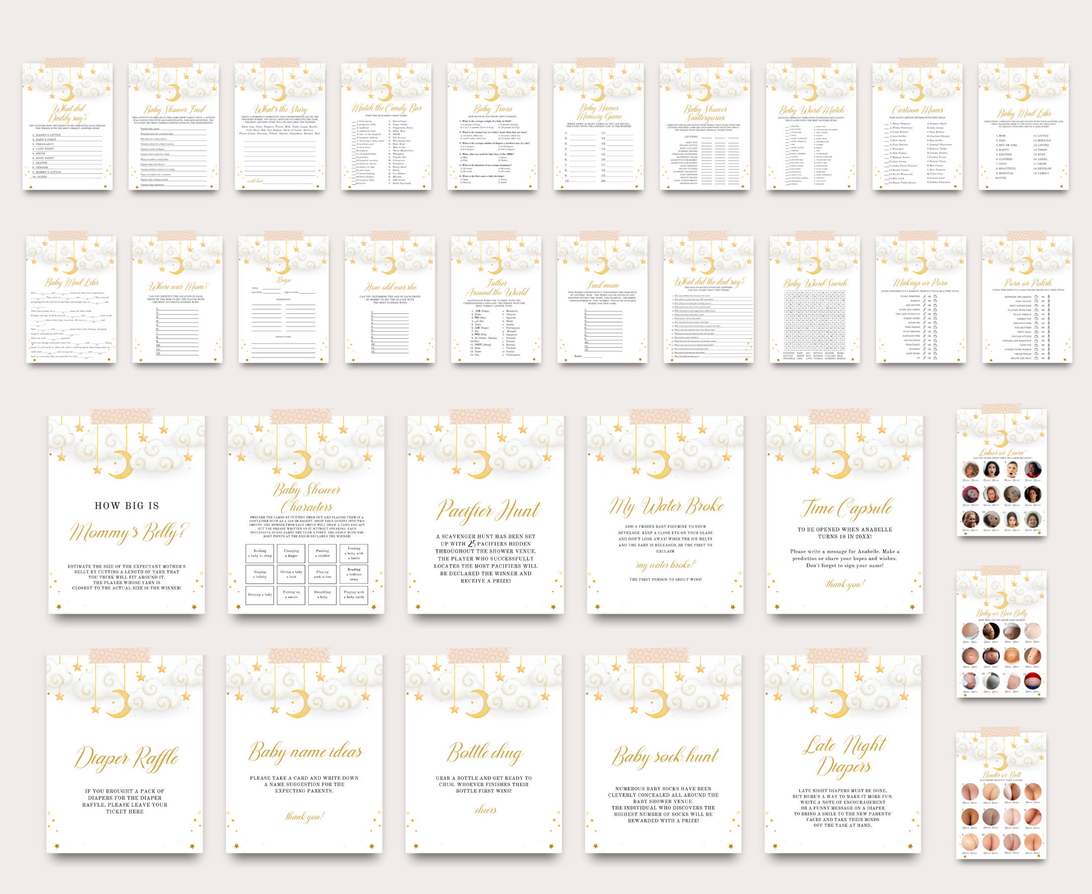 Baby Shower Games, Twinkle Twinkle Little Star, Editable Game Bundle ...