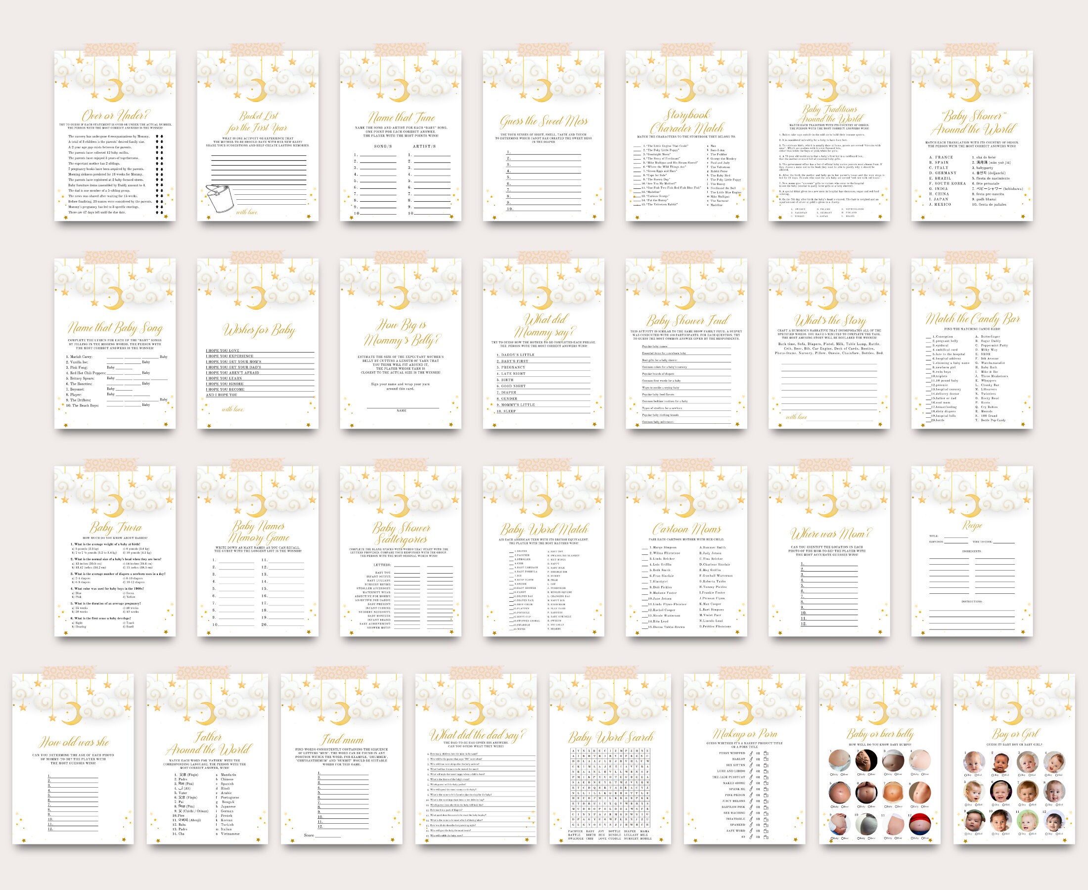 Editable Baby Shower Games Twinkle Twinkle Little Star, 55 Printable ...