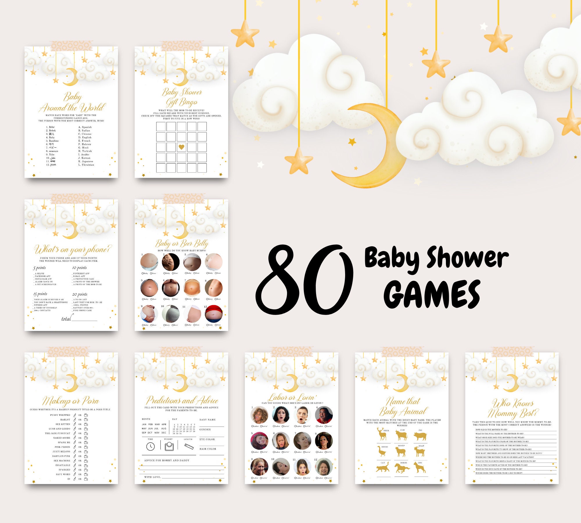 Baby Shower Games, Twinkle Twinkle Little Star, Editable Game Bundle ...