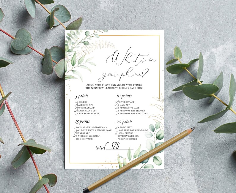 Editable Eucalyptus Baby Shower Games, 30 Fun Games Printable, Gender ...