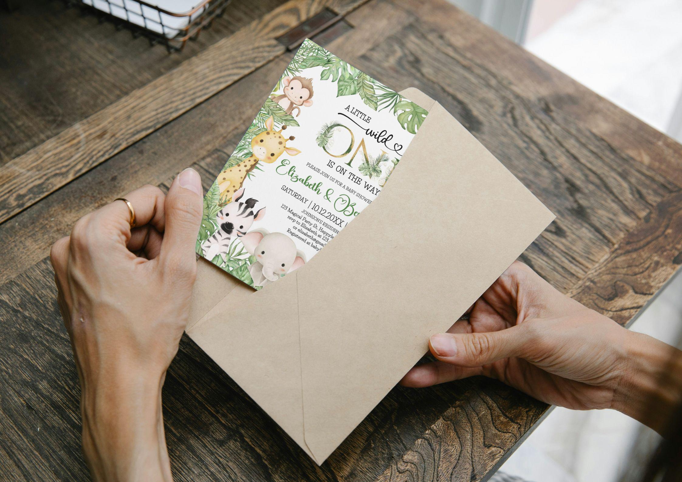 Editable A Little Wild One on the Way Baby Shower Invitation, Safari ...