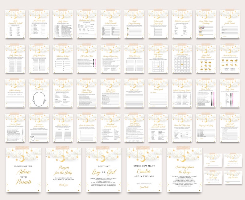 Baby Shower Games, Twinkle Twinkle Little Star, Editable Game Bundle ...