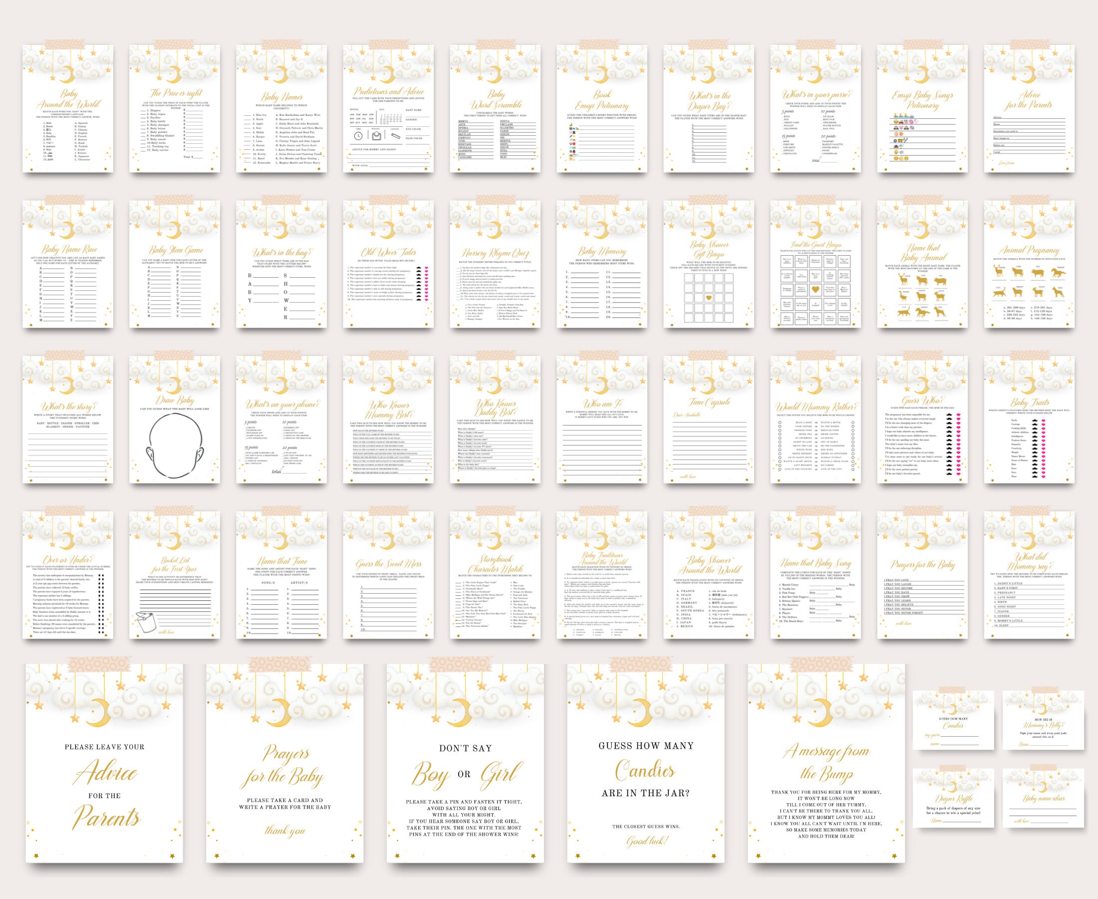 Baby Shower Games, Twinkle Twinkle Little Star, Editable Game Bundle ...