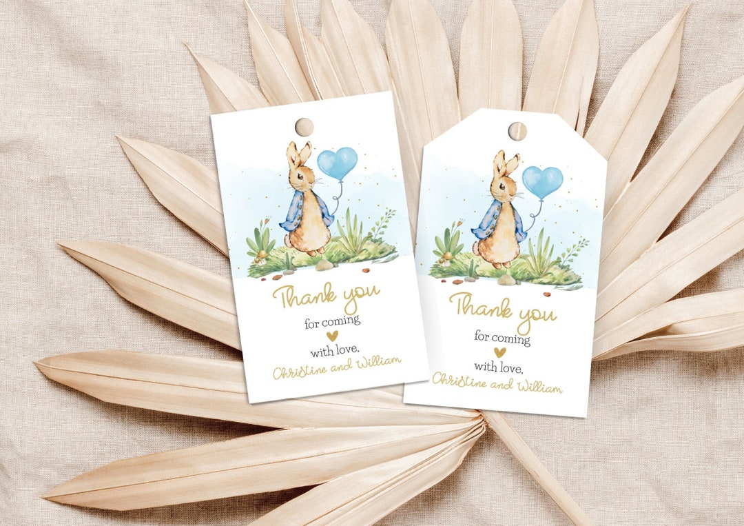 Editable Favor Tags Blue Peter Rabbit, Gender Neutral Baby Shower ...