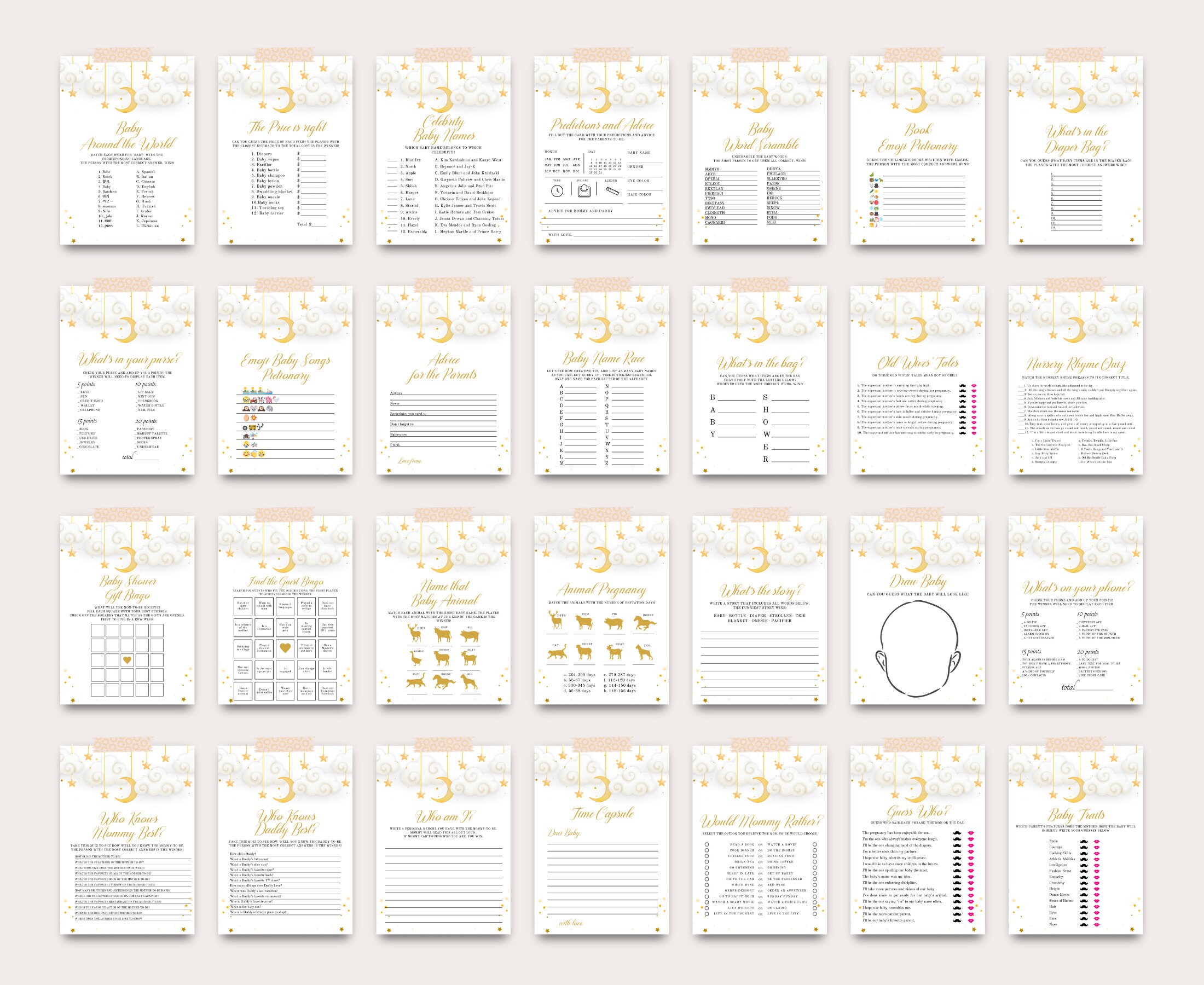 Editable Baby Shower Games Twinkle Twinkle Little Star, 55 Printable ...