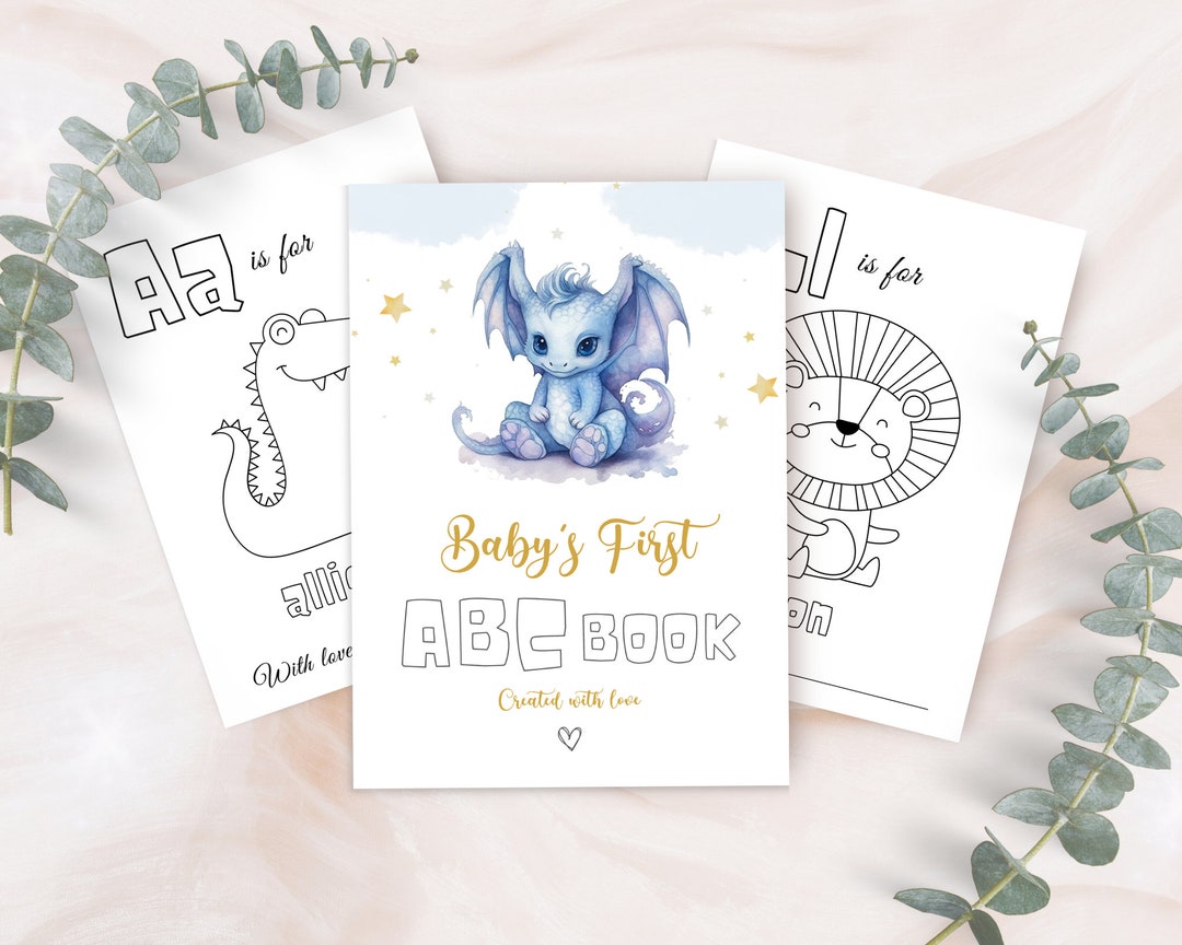 Baby's First ABC Book Baby Shower Dragon, Animals Coloring Page ...
