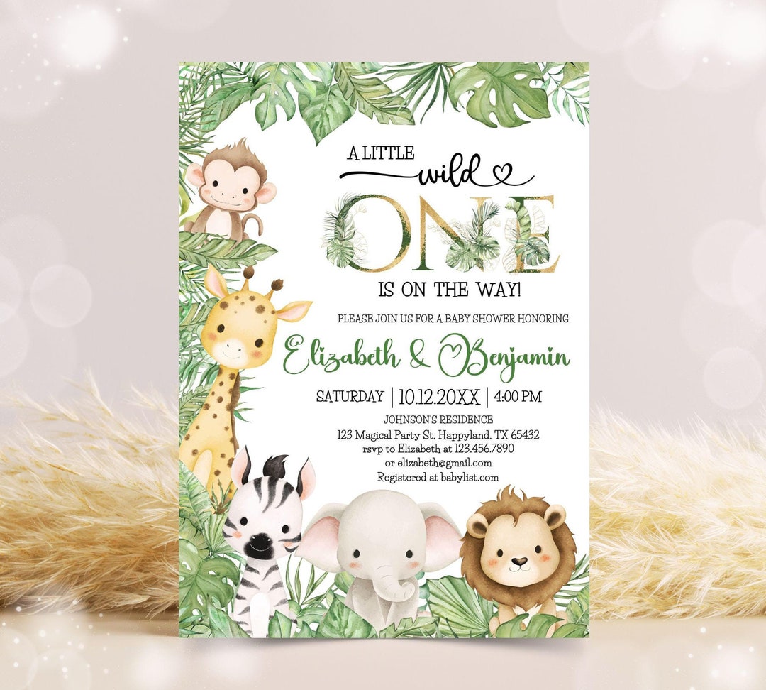 Editable A Little Wild One on the Way Baby Shower Invitation, Safari ...