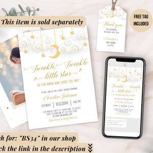 Water Bottle Labels Baby Shower Twinkle Twinkle Little Star, Editable ...