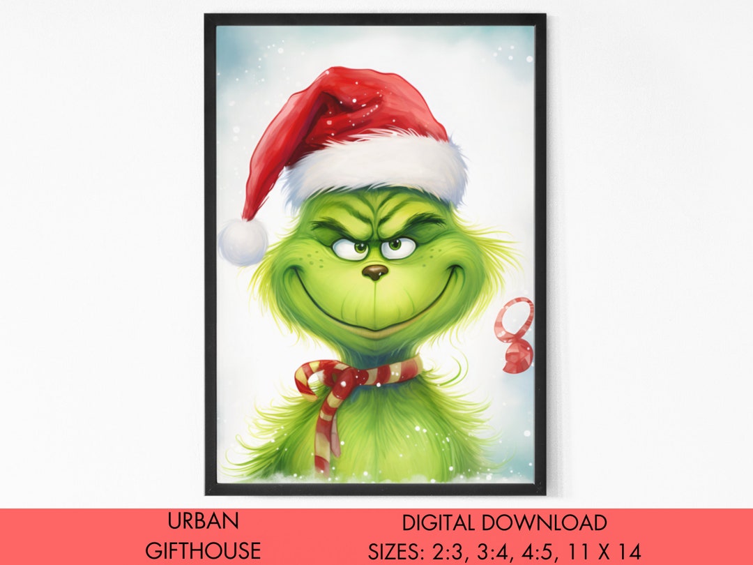 The Grinch Digital Wall Art Instant Download Watercolor - Etsy
