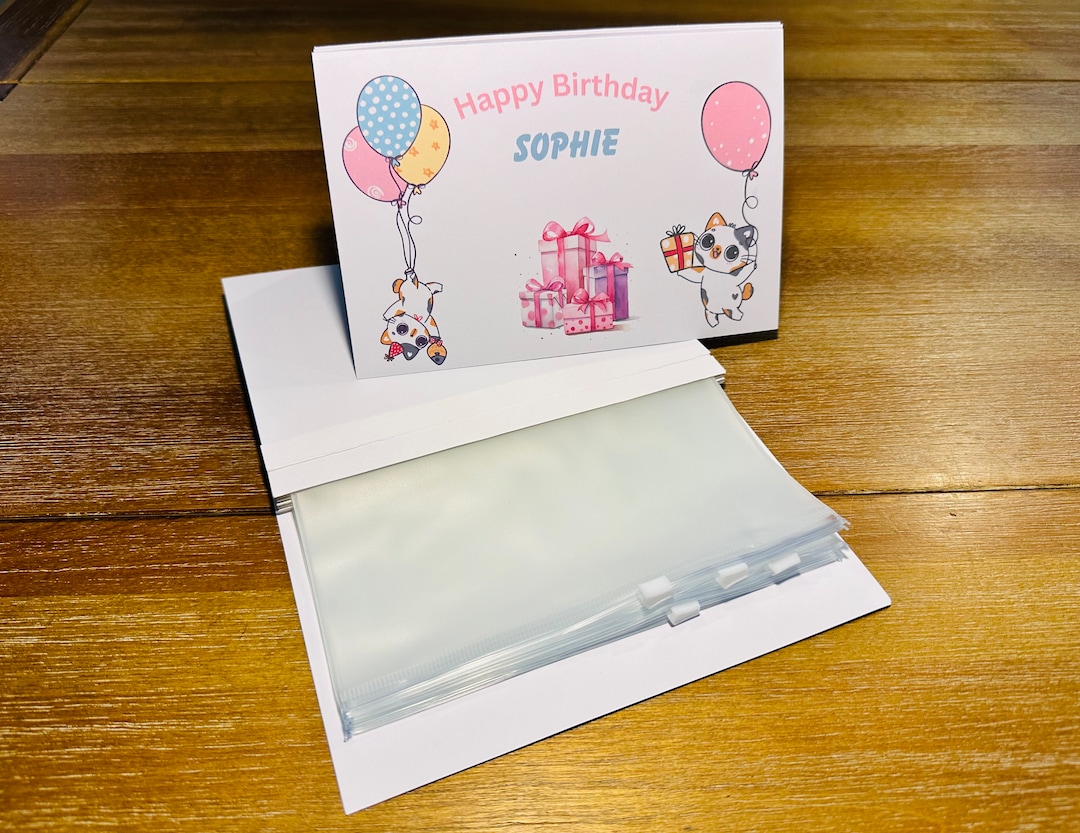 Birthday Girl Gift Card With Clear Zippered Plastic Insert for Gift ...