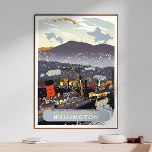 Printable Travel Poster: Wellington, New Zealand - Vintage 1950s Design ...