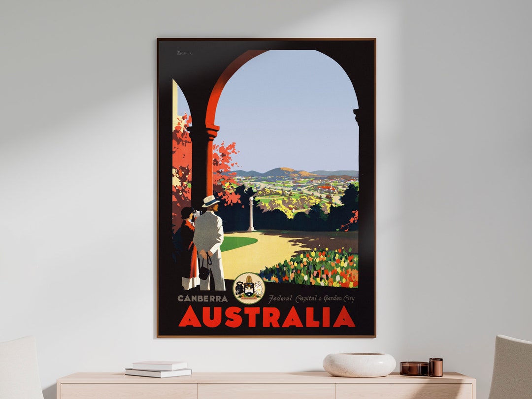 Vintage Travel Australia: Canberra 1950s Poster - Mid Century Wall Art ...