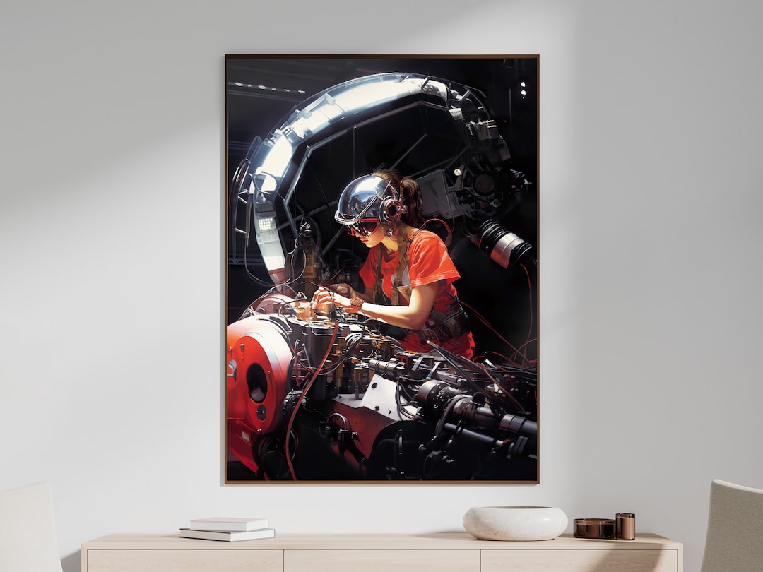 Science Fiction Poster Retrofuture Mechanic With Laser Concept Art ...