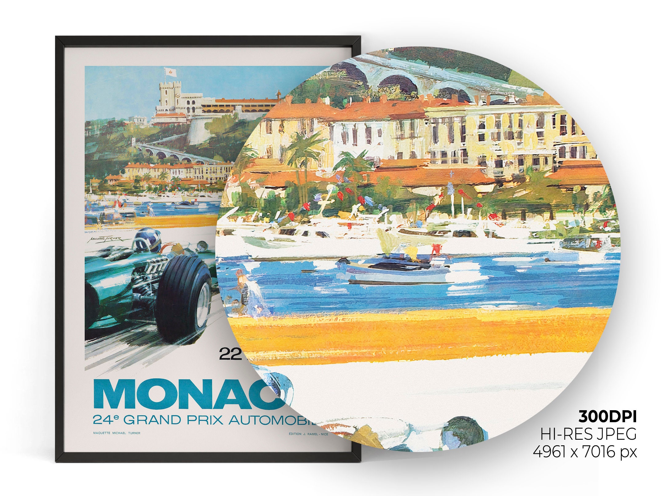 Vintage Car Monaco Grand Prix Poster - Retro Racing Wall Art - 1966 ...