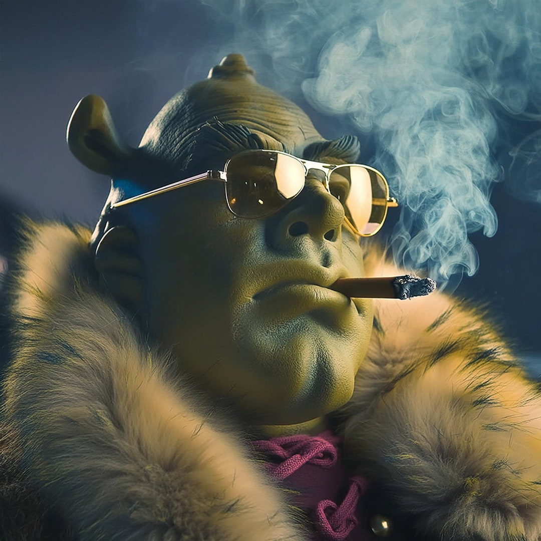 Cool Shrek Art Print Stylish Ogre With Sunglasses, Printable Wall Art ...