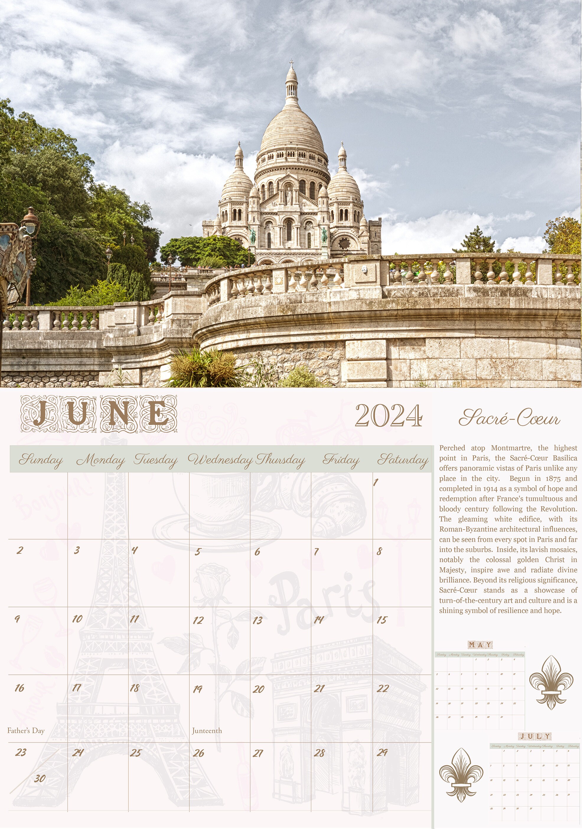 2024 Paris Calendar Scenic Wall Planner, Iconic Parisian Views, Ideal ...