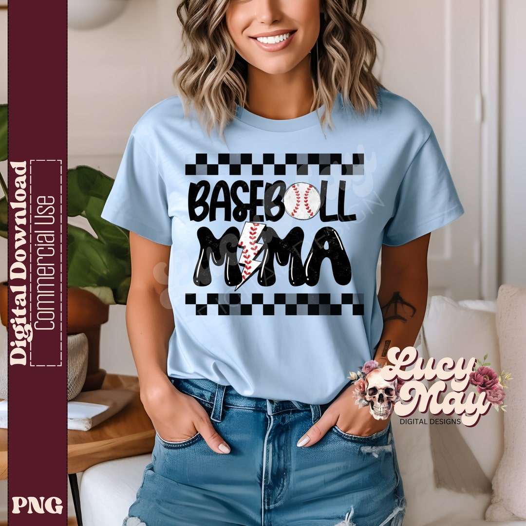 Checker Baseball Mama Png, Checkered Baseball Design, Lightning Bolt ...