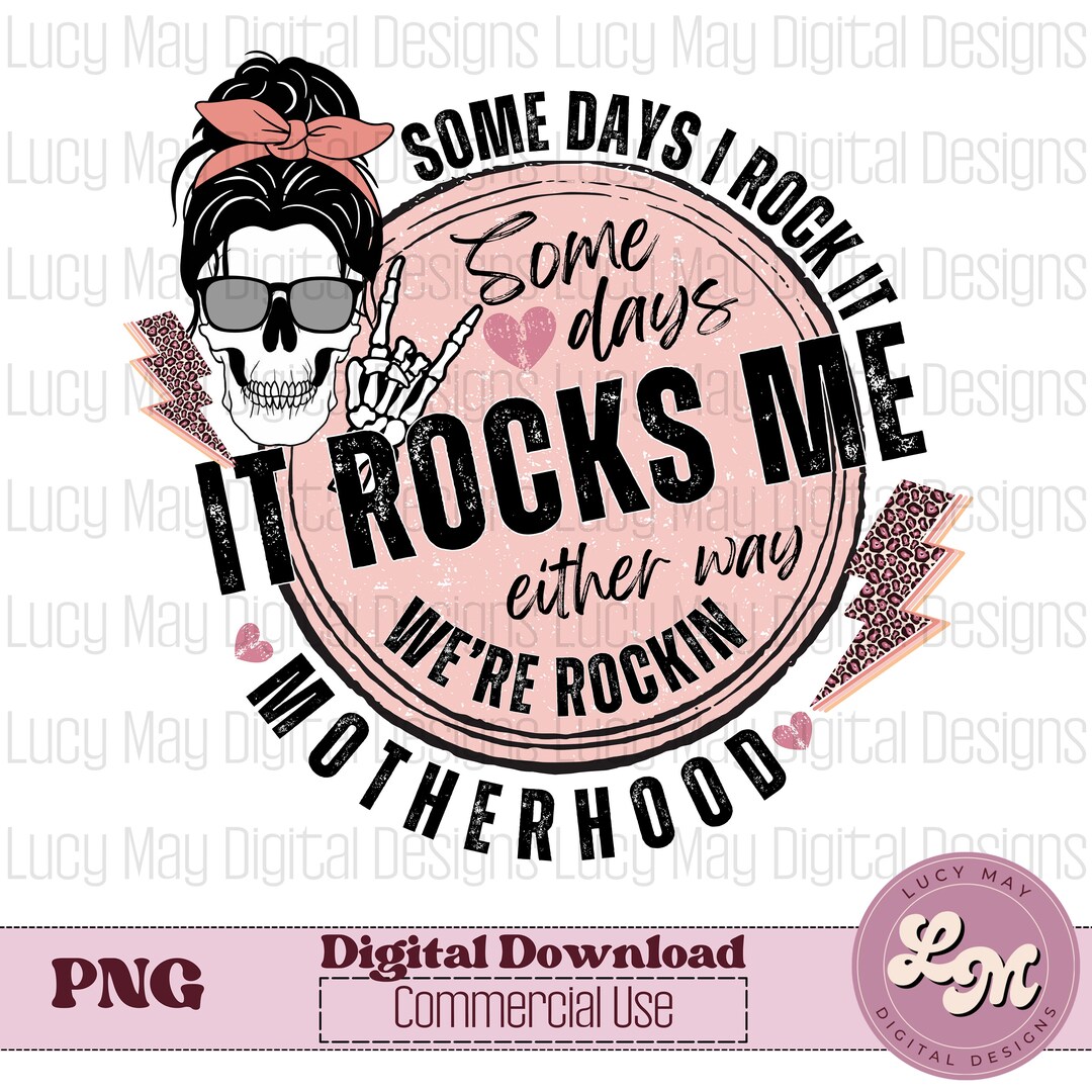 Rockin' Motherhood PNG: Skeleton Mama Shirt Design (digital Download ...