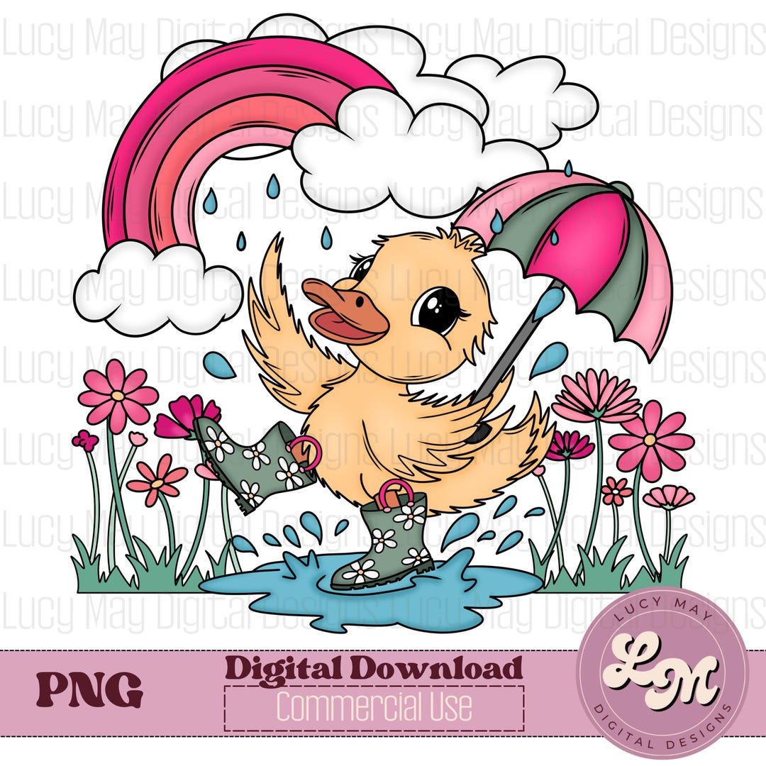 Duck Spring Flowers PNG, Rainbow, Rain Boots (digital Download) - Etsy