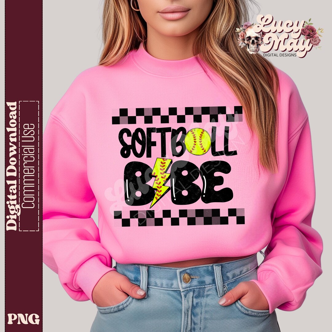 Checker Softball Babe Png, Checkered Softball Design, Lightning Bolt ...
