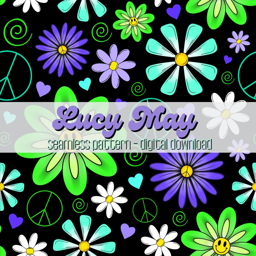 Groovy Seamless Pattern, Smiley Flower Seamless, Neon Seamless Pattern ...