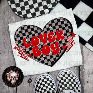 Retro Valentine Lover Boy PNG: Checker Heart Sublimation Design ...