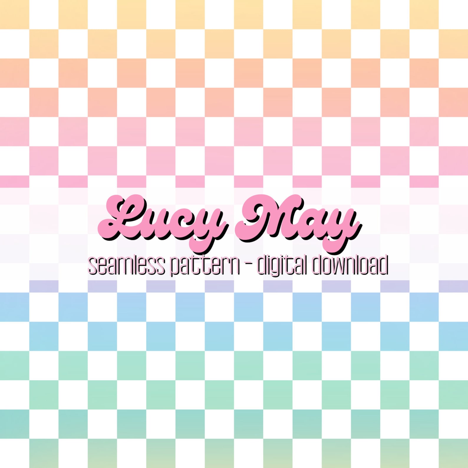 Rainbow Ombre Checker Print, Ombre Seamless Pattern, Pastel, Spring ...