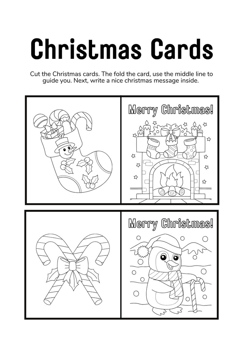 Merry Christmas Coloring Pages Worksheet Set - Etsy