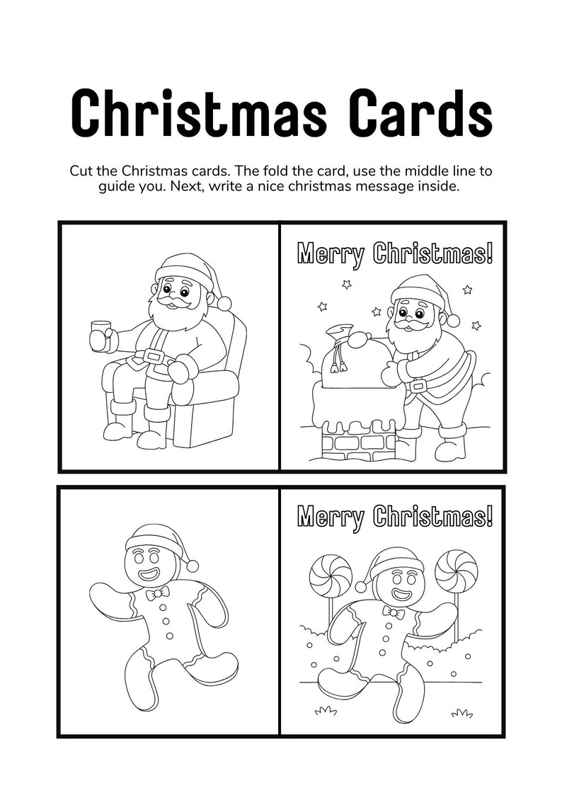 Merry Christmas Coloring Pages Worksheet Set - Etsy