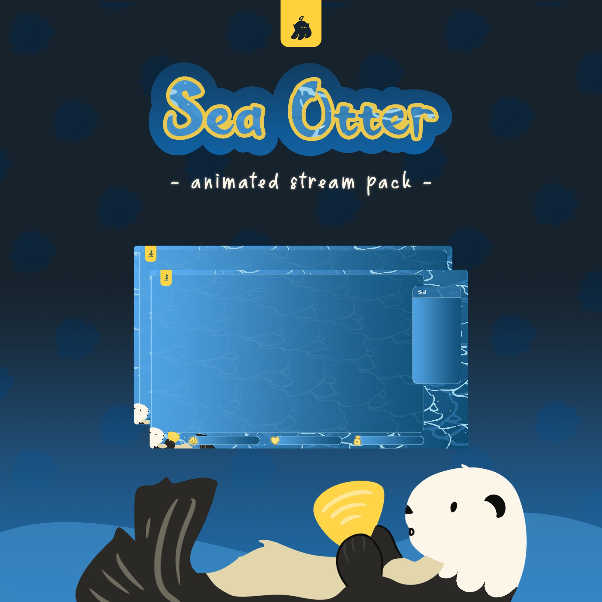 Sea Otter Animated Stream Overlay Pack | Animated Stream Overlay Pack ...
