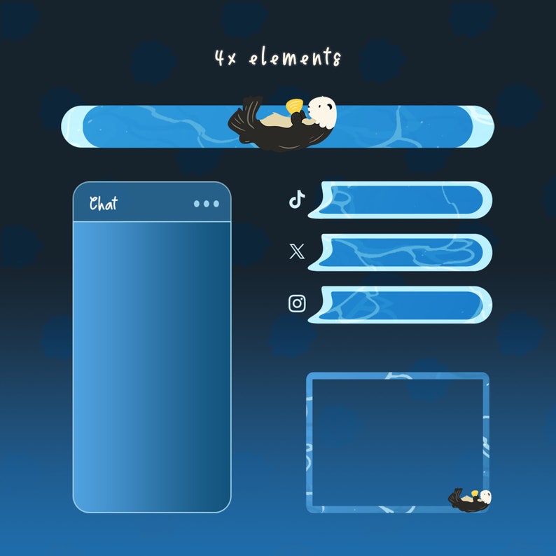 Sea Otter Animated Stream Overlay Pack | Animated Stream Overlay Pack ...