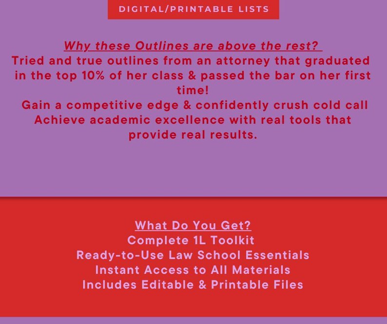 Law School Outline Bundle 1L Digital Download Contracts, Torts, Civ Pro ...