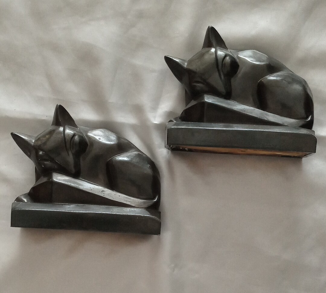 Vintage Art Deco Cubist Sleeping Fox Bookends - Etsy