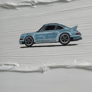 Minimalist Porsche Wall Art – Blue Porsche 911 Print on Textured White ...