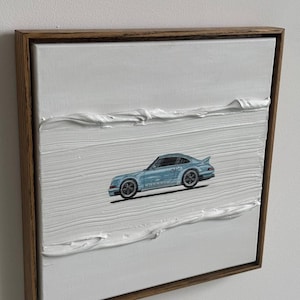 Minimalist Porsche Wall Art – Blue Porsche 911 Print on Textured White ...
